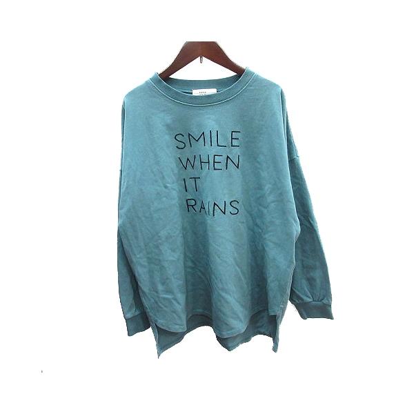 カケラアンドトランクイル KAKELA＆TRANQUIL カットソー Tシャツ ロンT ラウンドネック 刺繍 長袖 F 緑 グリーン /AU レディース【表記サイズ】FREE【実寸サイズ】身幅：約61cm　着丈：約64cm　ゆき丈：約82c...