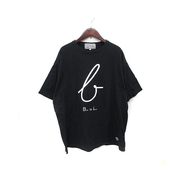 エスポワール ESPOIR Tシャツ カットソー 半袖 L 黒 ブラック /YI メンズ【表記サイズ】L【実寸サイズ】肩幅：約53cm　身幅：約58cm　着丈：約67cm　袖丈：約21cm　　【素材】綿 100％【色】ブラック【状態】使用感...