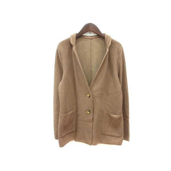 マルティジャーニ Martigiani テーラードジャケット ニット シングル L 茶 ブラウン /MN レディース【表記サイズ】L【実寸サイズ】肩幅：約40cm　身幅：約47cm　袖丈：約60cm　着丈：約40cm　　【素材】綿53％ ポ...