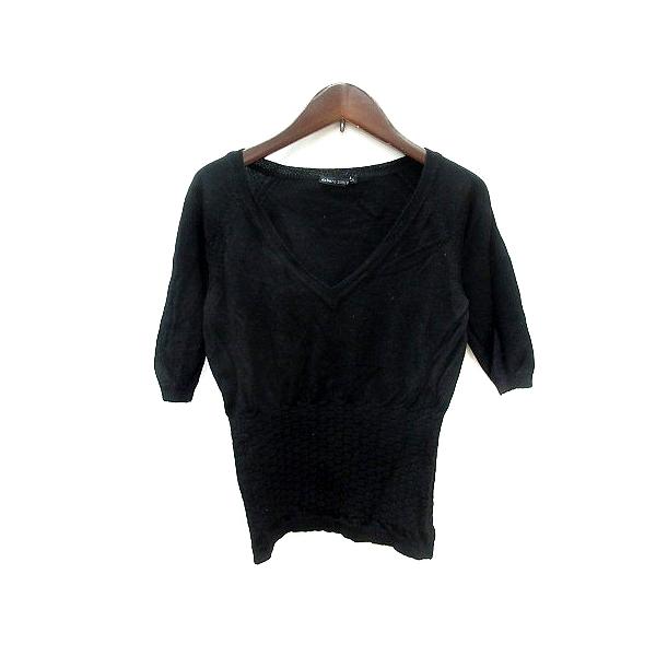 デボラ シニバルディ debora SINIBALDI ニット カットソー Vネック 五分袖 ウール S 黒 ブラック /MN レディース【ブランド】デボラ シニバルディ debora SINIBALDI【表記サイズ】S【実寸サイズ】身幅：...