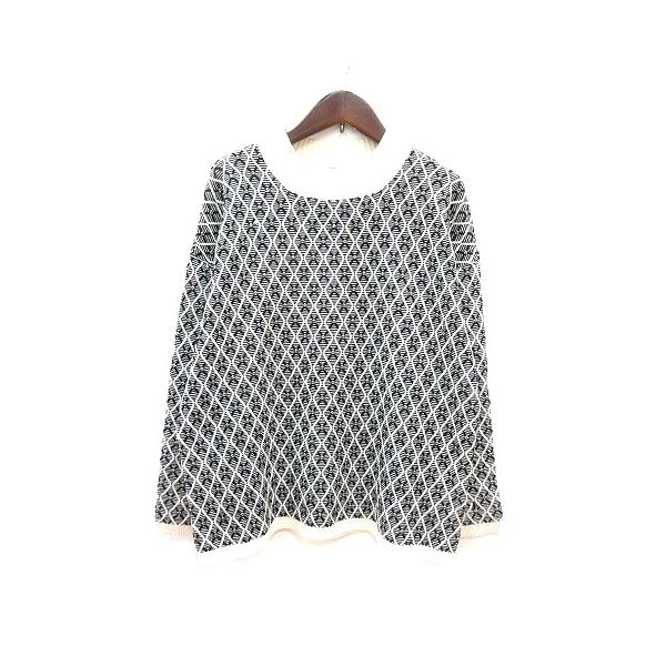 モナカ monaca ニット セーター 総柄 長袖 M-L 黒 ブラック /MN レディース【表記サイズ】M-L【実寸サイズ】身幅：約52cm　着丈：約60cm　ゆき丈：約74cm　　【素材】綿36％ アクリル36％ ポリエステル28％【色...