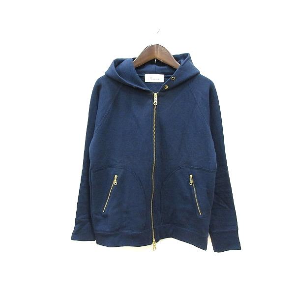 マンナ Manna パーカー スウェット ジップアップ M 紺 ネイビー /MN レディース【表記サイズ】M【実寸サイズ】身幅：約45cm　着丈：約54cm　ゆき丈：約73cm　　【素材】綿100％【色】紺 ネイビー【状態】前面中央付近に毛...