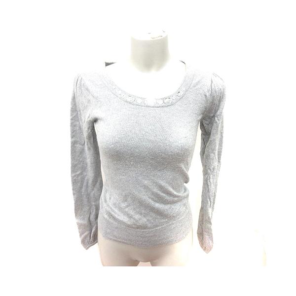 シェロー chereaux ニット カットソー Uネック 長袖 アンゴラ混 38 グレー /RT レディース【ブランド】シェロー chereaux【表記サイズ】38【実寸サイズ】肩幅：約32cm　身幅：約35cm　着丈：約52cm　袖丈：約...
