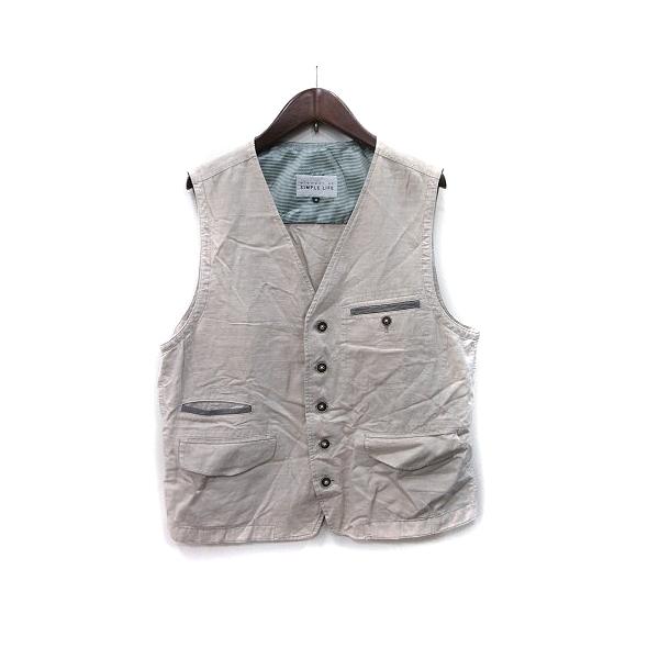 エレメント シンプルライフ element of SIMPLE LIFE ベスト 前開き 麻混 リネン混 M ベージュ /YI メンズ【表記サイズ】M【実寸サイズ】身幅：約50cm　着丈：約56cm　　【素材】綿 75％ 麻 25％　裏地 ...