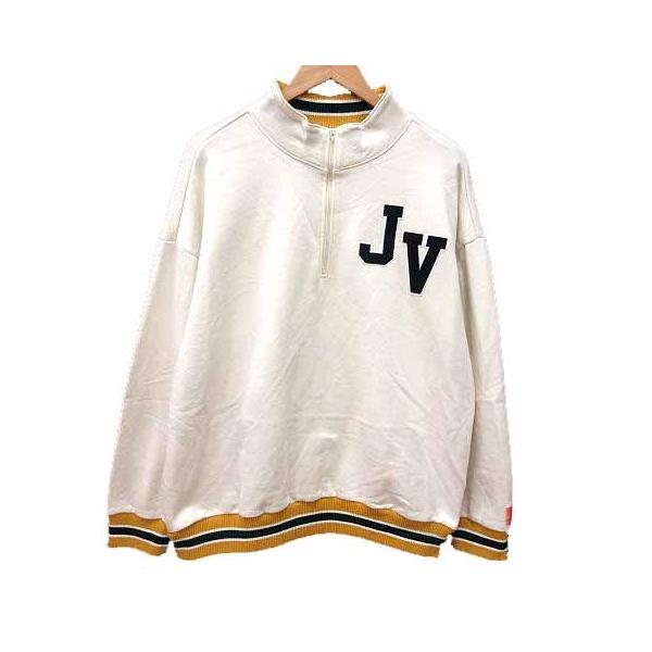 ジャバ JaVa トレーナー プルオーバー ハーフジップ ワッペン 長袖 L 白 ホワイト 黄色 イエロー /YK レディース【表記サイズ】L【実寸サイズ】身幅：約65cm　着丈：約66cm　ゆき丈：約88.5cm　　【素材】【本体】 綿6...