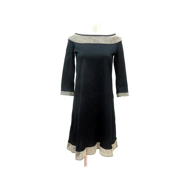 49アベニュー ジュンコシマダ 49AV. junko shimada ワンピース ひざ丈 長袖 メッシュ ラメ 38 M 黒 ブラック /MN レディース【ブランド】49アベニュー ジュンコシマダ 49AV. junko shimada【...