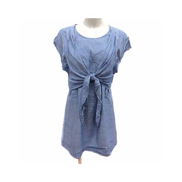 ラボラトリーワーク laboratory work ワンピース ミニ ウエストマーク フレンチスリーブ M 青 ブルー /YK レディース【ブランド】ラボラトリーワーク laboratory work【表記サイズ】M【実寸サイズ】肩幅：約3...