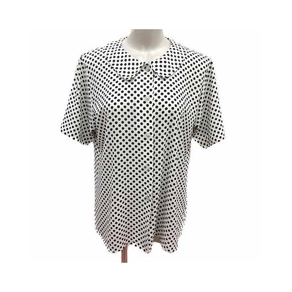 アンスビット ance.bit シャツ ブラウス ラウンドカラー ドット 半袖 白 ホワイト 黒 ブラック /YK レディース【表記サイズ】サイズ表記なし(実寸サイズをご覧ください)【実寸サイズ】肩幅：約40cm　身幅：約50cm　着丈：約...