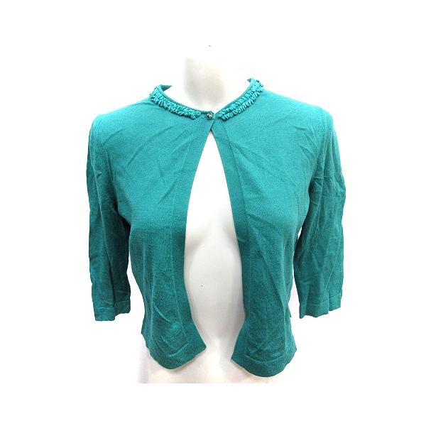 マックス&amp;コー MAX&amp;CO. ニット カーディガン フリル 七分袖 S 緑 グリーン /AU レディース【ブランド】マックス&amp;コー MAX&amp;CO.【表記サイズ】S【実寸サイズ】肩幅：約35cm　身幅：約43...