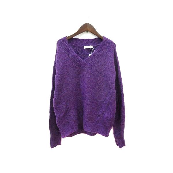 未使用品 マデリン Madelyn ニット セーター Vネック 長袖 モヘヤ混 F 紫 パープル /MN レディース【表記サイズ】F【実寸サイズ】身幅：約51cm　着丈：約59cm　ゆき丈：約82cm　　【素材】モヘヤ33％ ナイロン33％...