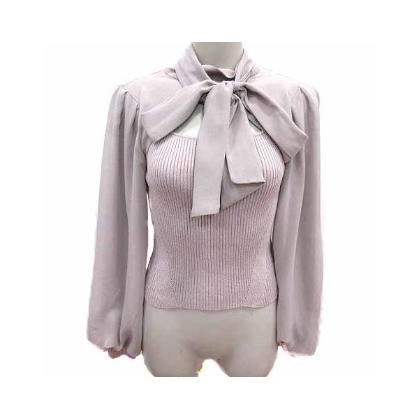 リップサービス LIP SERVICE ニット カットソー ボウタイ 切替 長袖 F ピンク グレージュ /YK レディース【ブランド】リップサービス LIP SERVICE【表記サイズ】F（日本サイズフリーサイズ）【実寸サイズ】肩幅：約3...