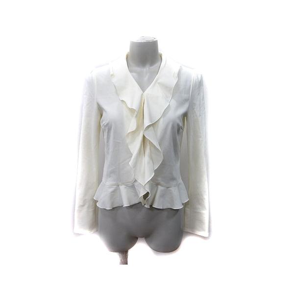 ケイミー kay me ブラウス 長袖 フリル シアー 7 S 白 オフホワイト /YI レディース【表記サイズ】7（Sサイズ）【実寸サイズ】肩幅：約33cm　身幅：約40cm　着丈：約47cm　袖丈：約59cm　　【素材】ナイロン 86％...