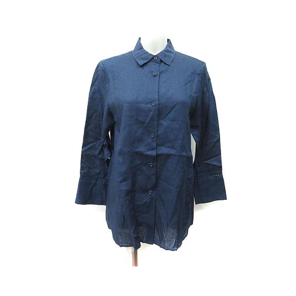 ドゥクラッセ DoCLASSE シャツ ブラウス 長袖 麻 リネン レース 11 L 紺 ネイビー /YI レディース【ブランド】ドゥクラッセ DoCLASSE【表記サイズ】11（Lサイズ）【実寸サイズ】肩幅：約35cm　身幅：約45cm　...