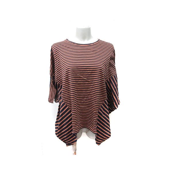 エッセンシャル ヒロコビス essentiel HIROKO BIS カットソー 七分袖 ボーダー 9 M 黒 ブラック 茶 ブラウン /YI レディース【表記サイズ】9（Mサイズ）【実寸サイズ】着丈：約65cm　ゆき丈：約43cm　裾幅：...