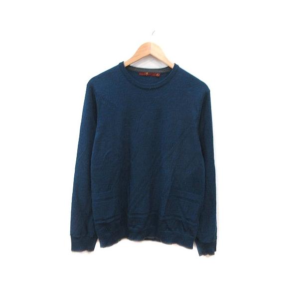 セブンフォーオールマンカインド 7 For All Mankind ニット セーター ウール 長袖 M 青 ブルー グレー /MS メンズ【表記サイズ】M【実寸サイズ】肩幅：約42cm　身幅：約52cm　着丈：約68cm　袖丈：約64cm　...