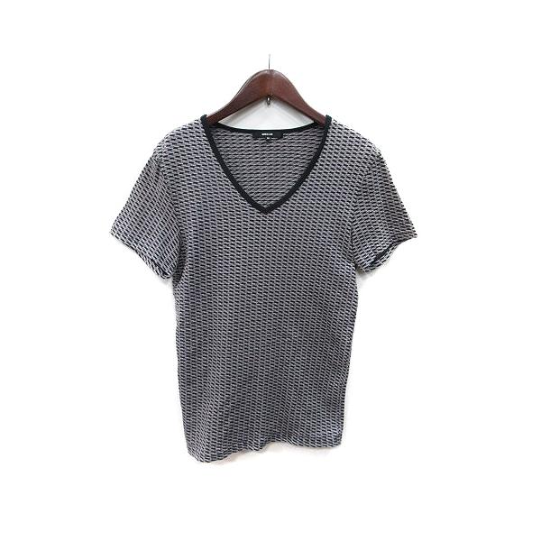 シェラック SHELLAC Tシャツ カットソー Vネック 半袖 総柄 46 L 黒 ブラック 茶 ブラウン /YI メンズ【ブランド】シェラック SHELLAC【表記サイズ】46（Lサイズ）【実寸サイズ】肩幅：約42cm　身幅：約43cm...