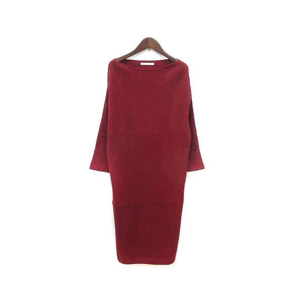 カリテ qualite ワンピース ニット ミモレ ロング 長袖 リブ ウール 38 M 赤 レッド /MN レディース【ブランド】カリテ qualite【表記サイズ】38（日本サイズM相当）【実寸サイズ】肩幅：約44cm　身幅：約48cm...