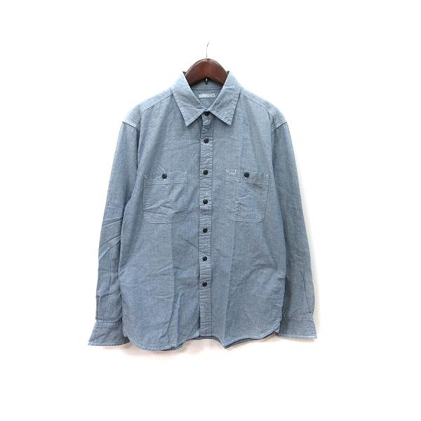 株式会社 GPVリテイリング シャツ 長袖 紺 ネイビー /YI ●RY メンズ【表記サイズ】M【実寸サイズ】肩幅：約43cm　身幅：約49cm　着丈：約70cm　袖丈：約57cm　　【素材】綿 100％【色】ネイビー【状態】襟部分にシミが...