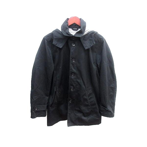 ルイシャブロン LOUIS CHAVLON ステンカラーコート フード 背抜き LL 黒 ブラック /AU メンズ【表記サイズ】LL【実寸サイズ】肩幅：約46cm　身幅：約54cm　着丈：約78cm　袖丈：約59cm　　【素材】本体ポリエス...