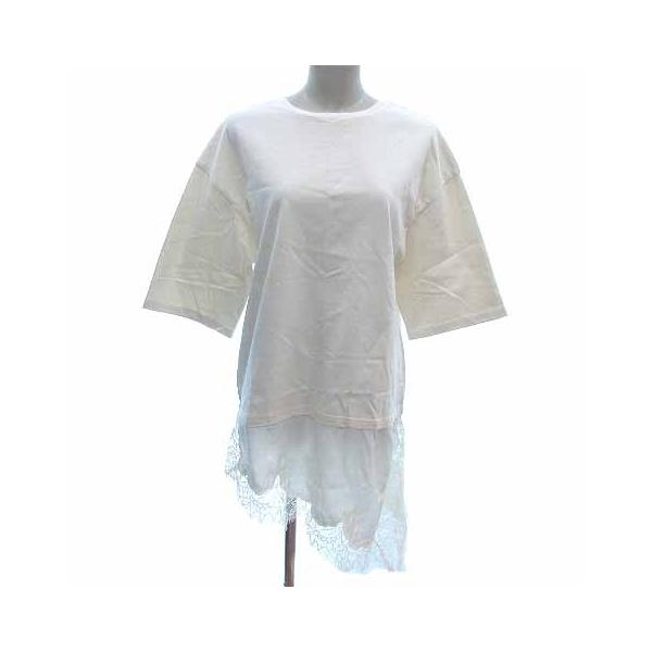 ザラ ZARA Tシャツ カットソー クルーネック フェイクレイヤード レース アシメントリー 五分袖 S 白 ホワイト /YK レディース【ブランド】ザラ ZARA【表記サイズ】EUR SUSA SMEX 26（日本サイズ程度）【実寸サイ...