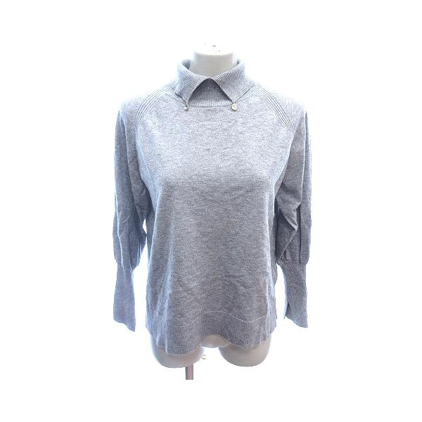 タカシマヤ スタイルプリュ TAKASHIMAYA Style Plus ニット セーター ステンカラー チャーム 長袖 S グレー /AU レディース【表記サイズ】S【実寸サイズ】身幅：約52cm　着丈：約53cm　ゆき丈：約73cm　　...