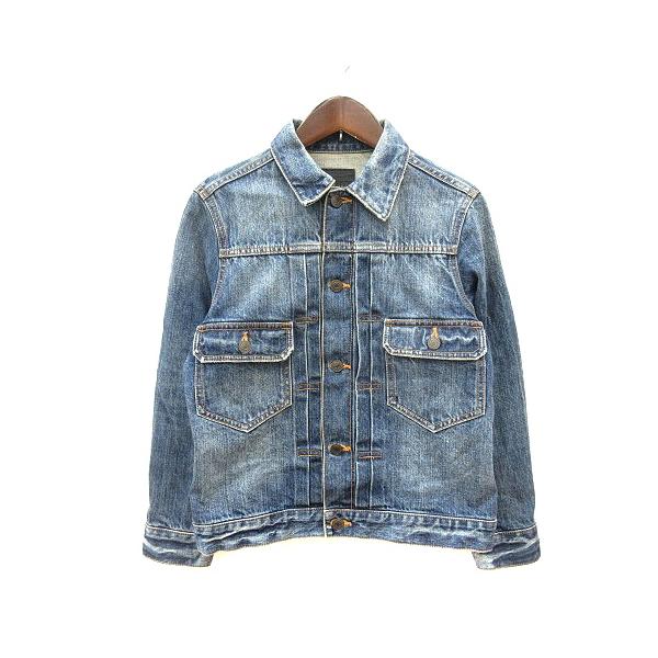 シェトワ Chez toi デニムジャケット Gジャン ジージャン ウォッシュ加工 F 紺 ネイビー /MN レディース【ブランド】シェトワ Chez toi【表記サイズ】F【実寸サイズ】肩幅：約36cm　身幅：約45cm　袖丈：約51cm...