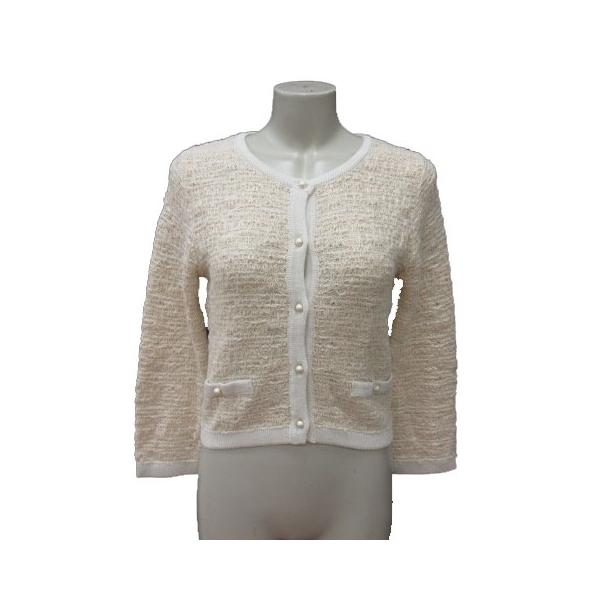 エフデ ef-de カーディガン ニット ラメ 長袖 9 白 アイボリー /MS レディース【ブランド】エフデ ef-de【表記サイズ】9（日本サイズM程度）【実寸サイズ】肩幅：約34cm　身幅：約40cm　袖丈：約48cm　着丈：約47c...