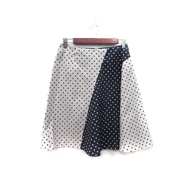 セタイチロウ seta ichiro フレアスカート ひざ丈 ドット 40 L 紺 ネイビー ベージュ /YI レディース【ブランド】セタイチロウ seta ichiro【表記サイズ】40（Lサイズ）【実寸サイズ】ウエスト：約64cm　ヒッ...