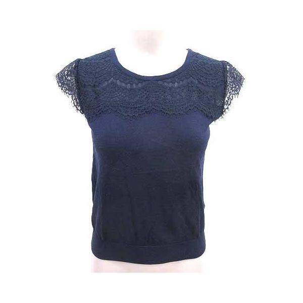 ジュエルチェンジズ Jewel Changes アローズ ニット カットソー レース フレンチスリーブ 紺 ネイビー /YK レディース【ブランド】ジュエルチェンジズ Jewel Changes アローズ【表記サイズ】サイズ表記なし(実寸サ...