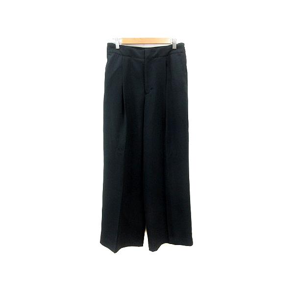 未使用品 ステートオブマインド STATE OF MIND ワイドパンツ スラックス L 黒 ブラック /MN レディース【表記サイズ】L【実寸サイズ】ウエスト：約70cm　もも幅：約33cm　裾幅：約30cm　股上：約30cm　股下：約7...
