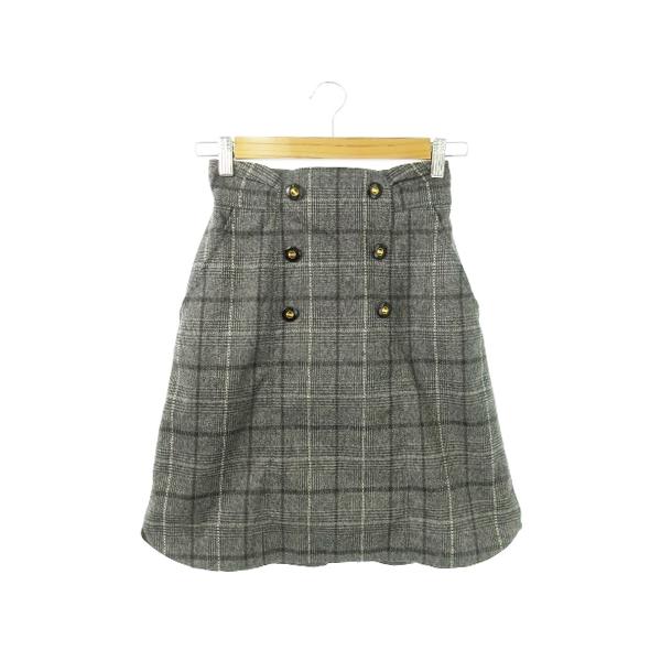 リランドチュール Rirandture スカート 台形 ひざ丈 ハイウエスト チェック ボタン 小さいサイズ 0 グレー /AO11 レディース【ブランド】リランドチュール Rirandture【表記サイズ】0【実寸サイズ】ウエスト：61c...
