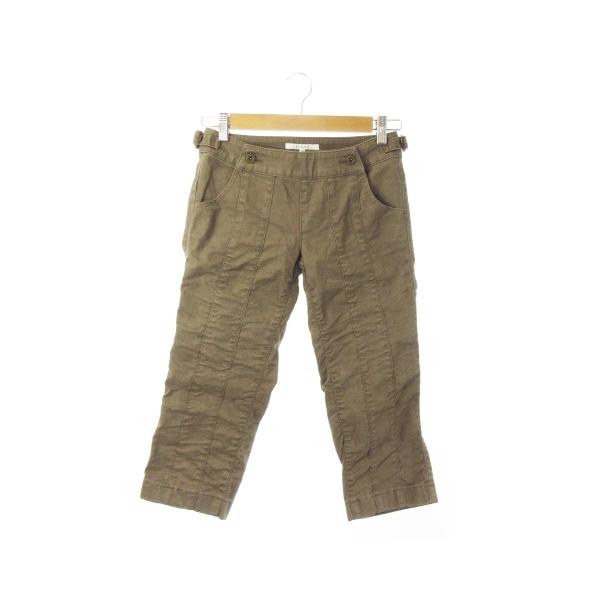 ミラーリング mirroring パンツ クロップド カプリ ストレッチ サイドベルト カジュアル 小さいサイズ 34 茶 ブラウン /AO17 レディース【表記サイズ】34(日本サイズ XS相当)【実寸サイズ】ウエスト：65cm　もも幅：...