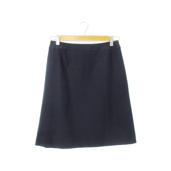 パーフェクトスーツファクトリー P.S.FA スカート 台形 ひざ丈 ストレッチ シンプル ウインドーペン チェック 11 紺 ネイビー /CK23 レディース【ブランド】パーフェクトスーツファクトリー P.S.FA【表記サイズ】11【実寸...
