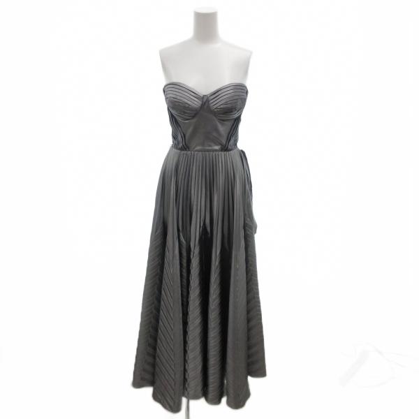 MARCHESA NOTTE ワンピース ドレス ロング 0 グレー ベアトップ ビスチェ プリーツ フォーマル /FF ■GY62 レディース【表記サイズ】0【実寸サイズ】身幅：34cm　総丈：115cm　　【素材】ポリエステル【色】グレ...
