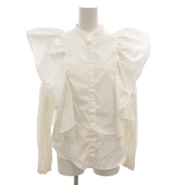 アニュアンス anuans フリルシャツ ブラウス バンドカラー 長袖 F 白 ホワイト /FF ■GY62 レディース【ブランド】アニュアンス anuans【表記サイズ】F【実寸サイズ】肩幅：33cm　身幅：44cm　袖丈：58cm　着丈...