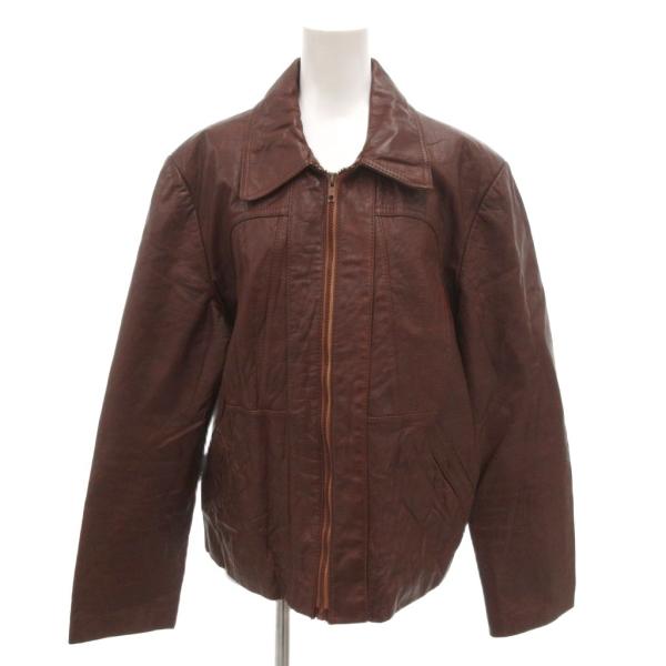 jeffery レザージャケット レザー 本革 42 茶 ブラウン フロントジップ /FF ■GY62 レディース【表記サイズ】42【実寸サイズ】肩幅：44cm　身幅：52cm　袖丈：61cm　着丈：62cm　　【素材】レザー【色】茶 ブラ...