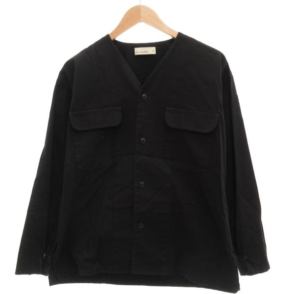 ランデヴーオーグローブ RDV O GLOBE シャツジャケット 1 ノーカラー 黒 ブラック /AE ■GY62 【表記サイズ】1【実寸サイズ】肩幅：55cm　身幅：54cm　袖丈：52cm　着丈：68cm　　【素材】綿【色】黒 ブラック...