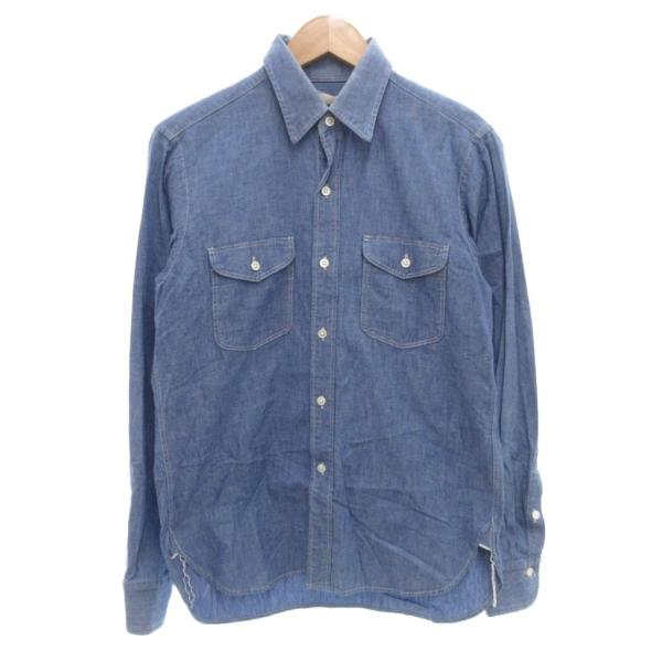 CANTATE カンタータ シャツ カジュアル 46 青 ブルー 長袖 18AWCA0117 /FF ■GY62 メンズ【表記サイズ】46【実寸サイズ】肩幅：41cm　身幅：51cm　袖丈：63cm　着丈：72cm　　【素材】本体 コットン...