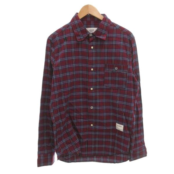 THE EDITOR  カジュアルシャツ チェック 長袖 39 赤 レッド /FF ■GY62 メンズ【表記サイズ】39【実寸サイズ】肩幅：43cm　身幅：52cm　着丈：66cm　袖丈：76cm　　【素材】コットン【色】赤 レッド 【状態...