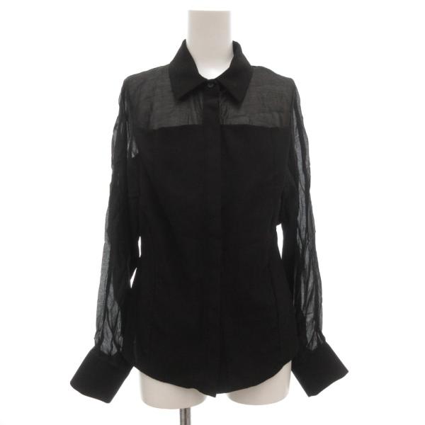 ミーアアステリズム Mia Asterism 長袖シャツ ブラウス シアー切替 ドルマンスリーブ 38 黒 ブラック /GV ■GY62 レディース【表記サイズ】38【実寸サイズ】着丈：61cm　ゆき丈：77cm　裾幅：47cm　　【素材】...