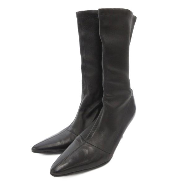 グッチ GUCCI ショートブーツ ポインテッドトゥ レザー 37 黒 ブラック /FF ■GY62 レディース【ブランド】グッチ GUCCI【表記サイズ】37（24cm相当）【実寸サイズ】筒周り：28cm　筒高：24cm　ヒールの高さ：7...