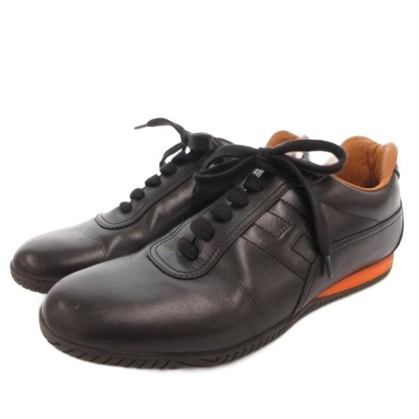 エルメス HERMES クイック スニーカー シューズ ローカット レースアップ レザー 38 黒 ブラック /FF ■GY62 レディース【ブランド】エルメス HERMES【表記サイズ】38【実寸サイズ】最大幅：9cm　アウトソール：25...