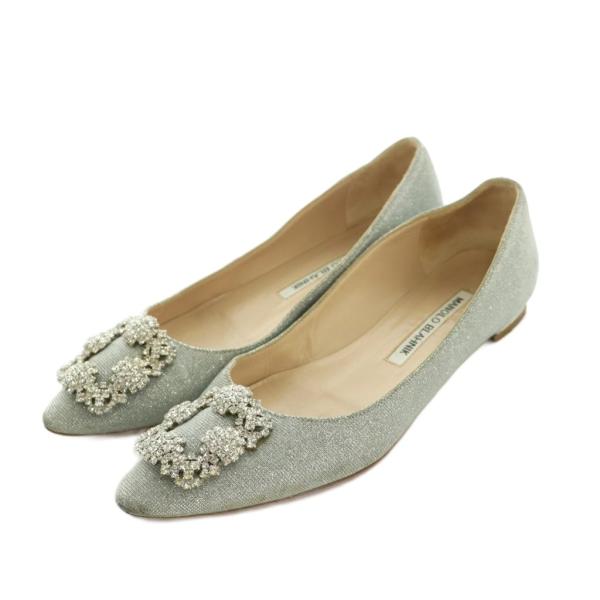 マノロブラニク MANOLO BLAHNIK パンプス ローヒール ビジュー装飾 ラメ 35.5 22.5cm グレー シルバーカラー /MI ■GY62 レディース【ブランド】マノロブラニク MANOLO BLAHNIK【表記サイズ】35...