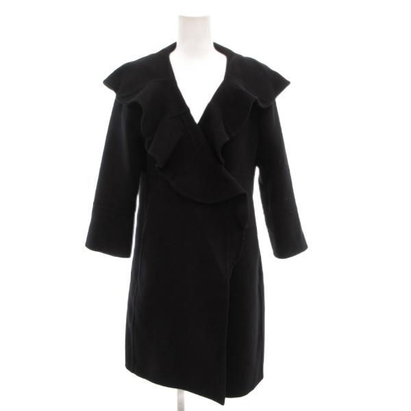 エルマノシェルビーノ ERMANNO SCERVINO コート ビッグカラー フリル ウール ひざ丈 42 紺 ネイビー /FF  ■GY62 レディース【ブランド】エルマノシェルビーノ ERMANNO SCERVINO【表記サイズ】42【...
