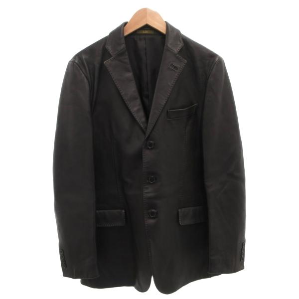 yohji design studio AAR レザージャケット 革ジャン テーラード XL 黒 ブラック /FF ■GY62 メンズ【表記サイズ】XL【実寸サイズ】肩幅：44cm　身幅：51cm　袖丈：64cm　着丈：74cm　　【素材】...