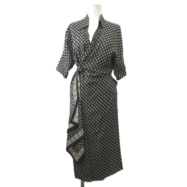 マックスマーラ MAX MARA ワンピース 絹 シルク 44 黒 ブラック ドット柄 ラップデザイン 七分袖 ロング丈 /MD ■GY62 レディース【ブランド】マックスマーラ MAX MARA【表記サイズ】44【実寸サイズ】身幅：51c...