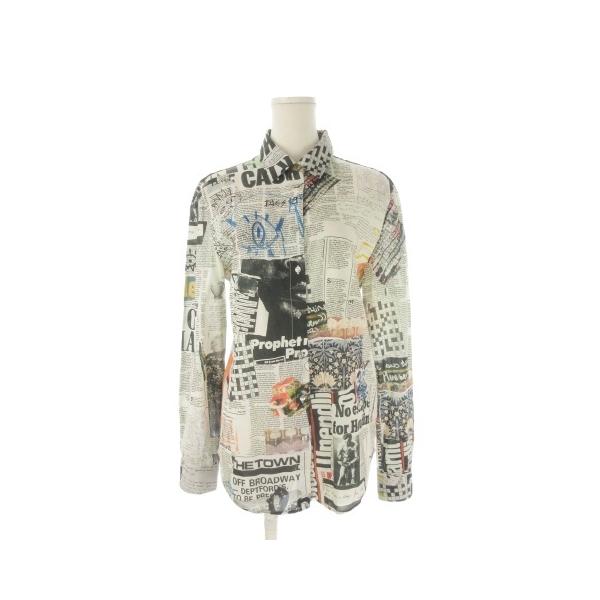 デシグアル Desigual シアーシャツ ブラウス S グレー ニュースペーパー柄 長袖 襟付き 22SWCW32 /CK10 ■GY57 レディース【ブランド】デシグアル Desigual【表記サイズ】S【実寸サイズ】肩幅：40cm　身...