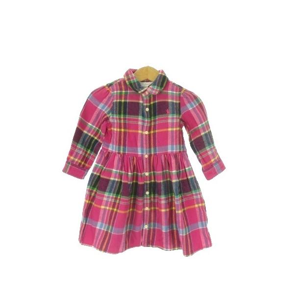 ラルフローレン RALPH LAUREN ベビー服 シャツワンピース ネルシャツ 女の子用 12M ピンク チェック柄 長袖 オーバーパンツ付き /AO1【ブランド】ラルフローレン RALPH LAUREN【表記サイズ】12M【実寸サイズ】...