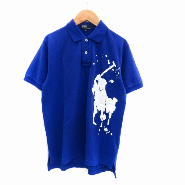 未使用品 ポロ バイ ラルフローレン ポロシャツ ポロカラー 半袖 ビッグポニー ペイント 160 青 ブルー オフホワイト 男の子 キッズ【ブランド】ポロ バイ ラルフローレン Polo by Ralph Lauren【表記サイズ】160...