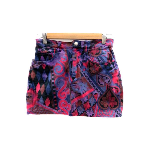 ヴェルサーチ ヴェルサーチェ VERSACE JEANS COUTURE 台形スカート ミニ丈 総柄 マルチカラー 紫 パープル /HO11 ■GY53 レディース【ブランド】ヴェルサーチ ヴェルサーチェ VERSACE【表記サイズ】表記な...